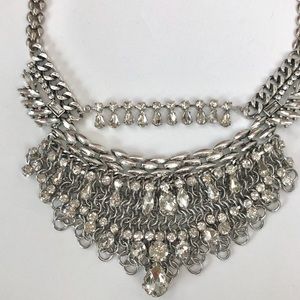 Express | Jewelry | Express Silver Ornate Rhinestone Necklace | Poshmark